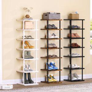 Garden 4 you Shoe Rack Organizer 7 Tier Vertical Storage Stand, Modern Corner Free Standing Shoe Tower, Narrow Metal Slim Shelf for Closet, Entryway,Front Door, Small Spaces, Black