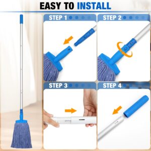 Heavy Duty Commercial Industrial Mop for Floor Cleaning,Beyoco String Wet Mop with Long Handle,Cotton Mop for Home,Garage,Office, Workshop Floor Cleaning- Blue