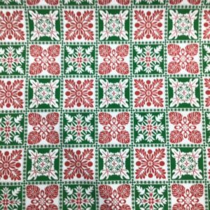 Hawaiian Quilt Design in Christmas Red & Green Small Quilt Design Hawaiian Print Fabric Sold by The Yard