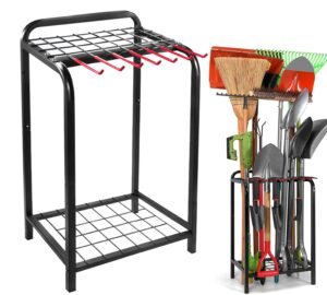 trieez heavy duty garden tool storage, garden tool organizer - sturdy garden yard tool rack for garage organization and storage, shed, yard tool holder, garage tool organizer rack