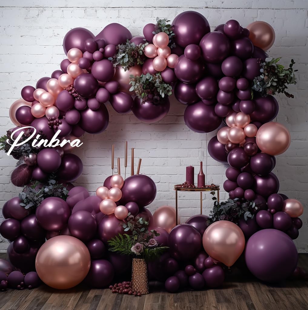 Burgundy Balloons Double Stuffed Dark Purple Balloon Garland Plum Balloons Different Sizes Maroon Mauve Magenta Balloon Arch Kit For Birthday Bridal Shower Wedding Anniversary Party Decorations