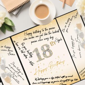 Crenics 18th Birthday Decorations Black and Gold, Creative 18th Birthday Guest Book Alternative, 18th Birthday Signature Book 18 x 12 inch, Great 18 Birthday Gifts for Girls or Boys