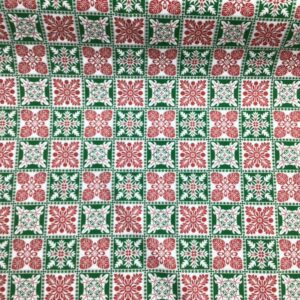 Hawaiian Quilt Design in Christmas Red & Green Small Quilt Design Hawaiian Print Fabric Sold by The Yard