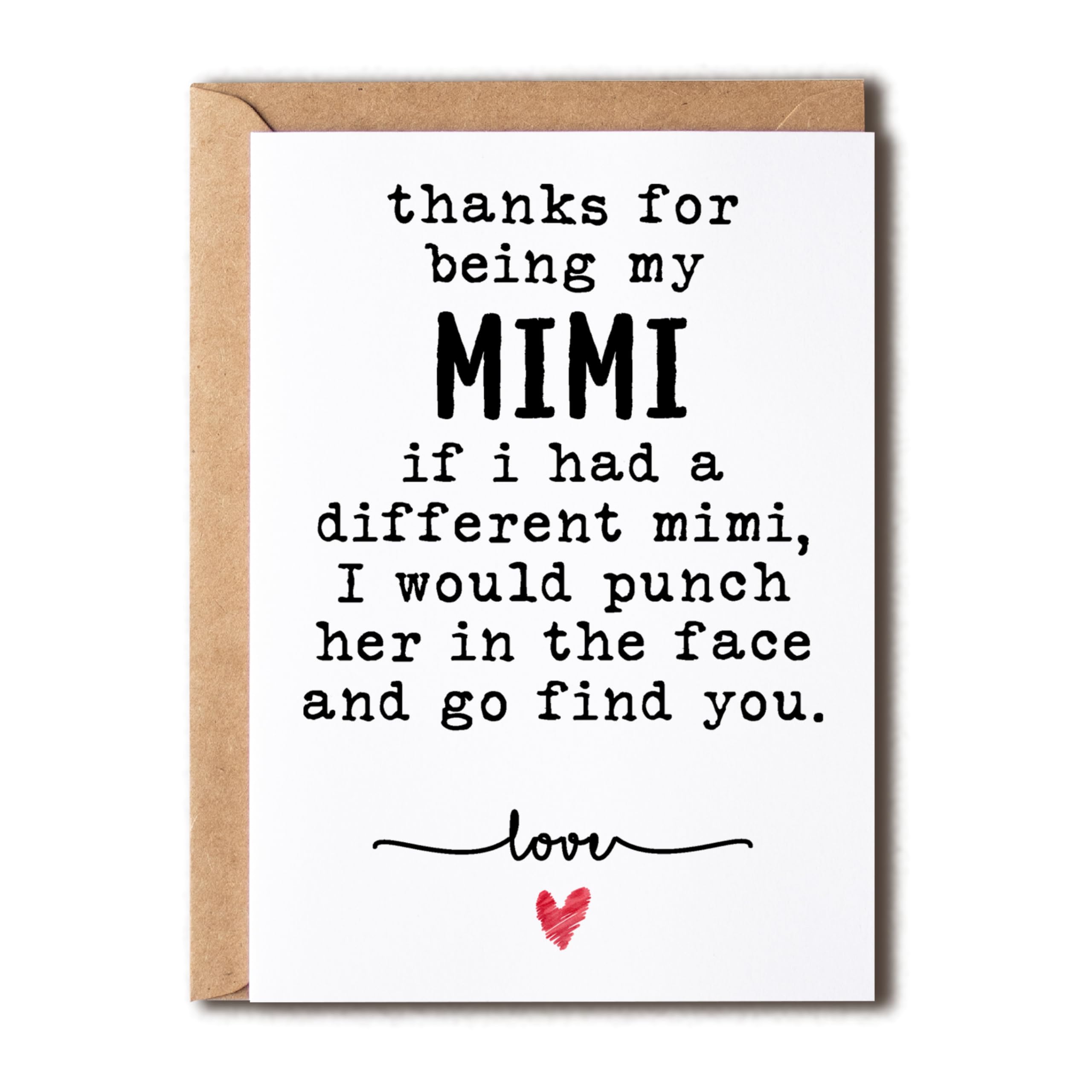 NTVShop Thank You Card - For Being My Mimi Card - Funny Birthday Card - Humorous Mimi Christmas Keepsake - Gift For Her