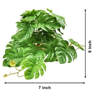 Woyrise Reptile Artificial Plants for Terrarium, Amphibian Habitat Decor Plant, Bearded Dragon Tank Decorations fit Gecko Lizard Chameleon Ball Python Snake Frog - Monstera Bush