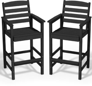 serwall tall adirondack chairs set of 2, weather resistance outdoor bar stools, black