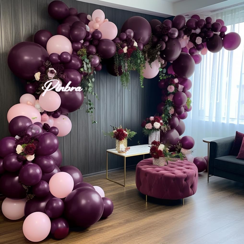 Burgundy Balloons Double Stuffed Dark Purple Balloon Garland Plum Balloons Different Sizes Maroon Mauve Magenta Balloon Arch Kit For Birthday Bridal Shower Wedding Anniversary Party Decorations