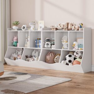 GAOMON Toy Bookshelf and Bookcase for Boys and Girls, Multi Shelf with Cubby Organizer Cabinet for Storage Books and Toys, for Children Bedroom Playroom Hallway Kindergarten School (White)