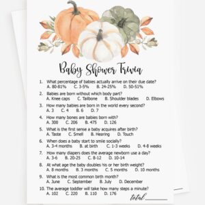 All Ewired Up 50 Baby Shower Trivia (50-Cards) Fun Baby Shower Game Activity, Gender Neutral Boy or Girl, Pumpkin, Autumn