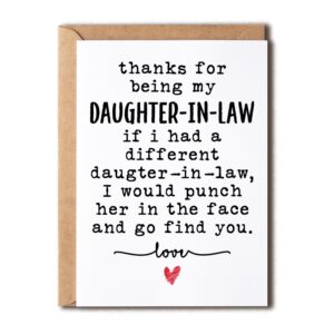 ntvshop thanks card - for being my daughter-in-law card - funny birthday card - funny daughter-in-law christmas - gift for her