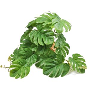 woyrise reptile artificial plants for terrarium, amphibian habitat decor plant, bearded dragon tank decorations fit gecko lizard chameleon ball python snake frog - monstera bush