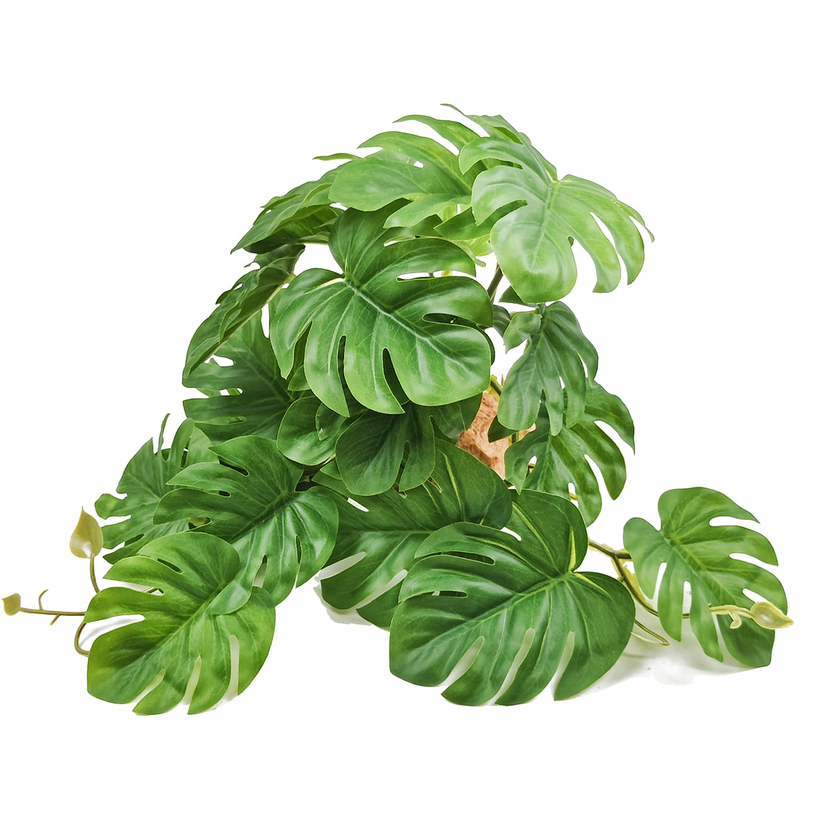 Woyrise Reptile Artificial Plants for Terrarium, Amphibian Habitat Decor Plant, Bearded Dragon Tank Decorations fit Gecko Lizard Chameleon Ball Python Snake Frog - Monstera Bush