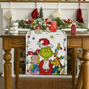 Christmas Table Runner Christmas Table Runner Christmas Tablecover New Year Winter Xmas Decor Green Elf Christmas Decorations for Home Party Table