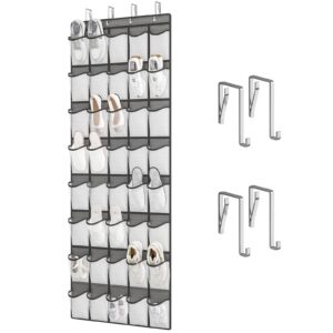 fixwal over the door shoe organizers 40 mesh pockets hanging shoe organizer shoe rack for closet entryway bedroom bathroom pantry shoe holder, men sneakers, women high heeled shoes, flip flops (grey)