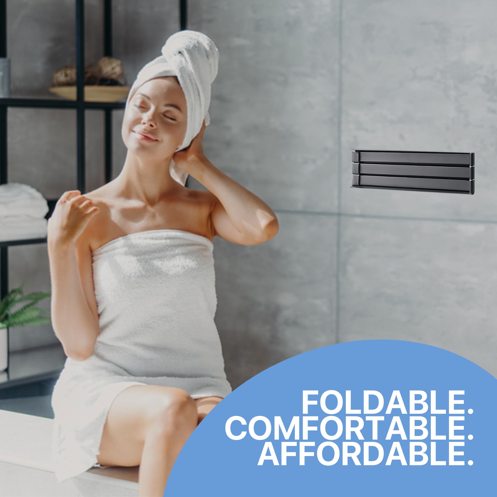 Foldably 180° Rotating 3-Arm Towel Multipurpose Rack - No Nail, Stick with Glue (Included) - Non-Slip, Waterproof & Made of Iron - Maximize Storage in Bathroom, Bedroom, Kitchen (White)