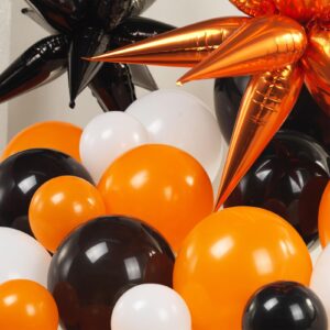 Kozee Orange and Black White Balloon Garland Arch Kit 145 Pieces Balloons with star mylar foil balloons for Men's Boys Baby Shower Birthday arty graduation Halloween Fall Themed Decorations