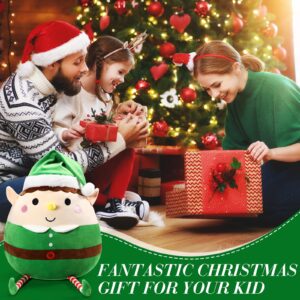 Huwena 14 Inch Christmas Plush Pillow Decorations Soft Cuddly Xmas Throw Pillow Large Hugging Stuffed Cushion for Christmas Holiday Party Favor Gift New Year Home Bedroom Sofa Decors(Green Elf)