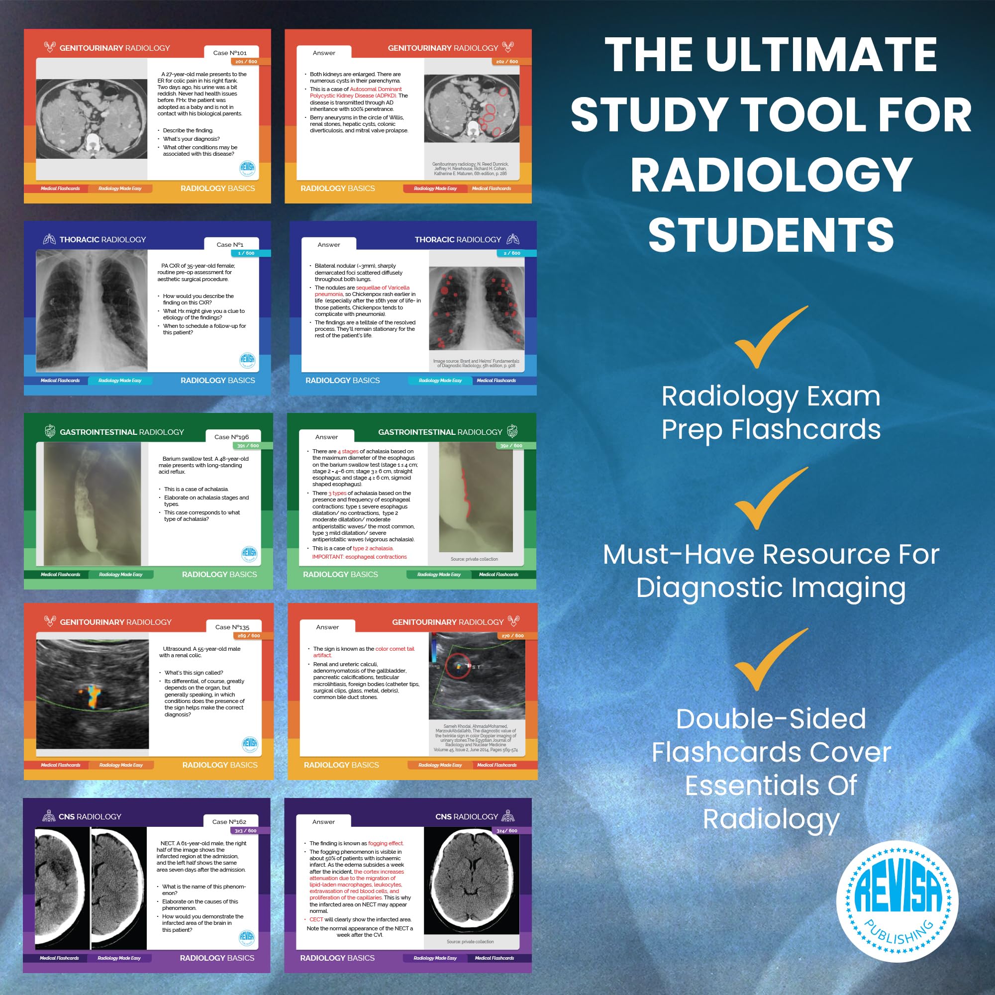 Revisa Radiology Prep Flashcards – 300pcs Radiology Test Prep Flashcards with ACR References - Essentials of Radiology Basics. Diagnostic Case Review Series - Radiology Tech Student Essentials