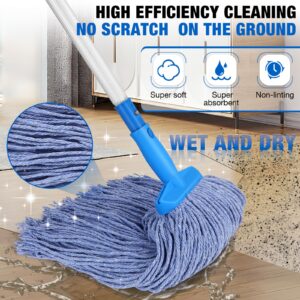 Heavy Duty Commercial Industrial Mop for Floor Cleaning,Beyoco String Wet Mop with Long Handle,Cotton Mop for Home,Garage,Office, Workshop Floor Cleaning- Blue