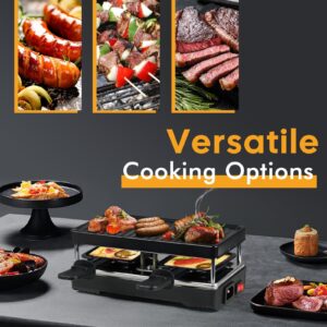 Saenchue 2-Person Raclette Table Grill - Indoor Non-stick Electric Grill Griddle - Series Connection Contact Grill up to 4 Grills, 2 Paddles Included, 2 Packs, BC-02