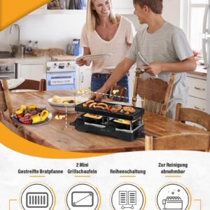 Saenchue 2-Person Raclette Table Grill - Indoor Non-stick Electric Grill Griddle - Series Connection Contact Grill up to 4 Grills, 2 Paddles Included, 2 Packs, BC-02