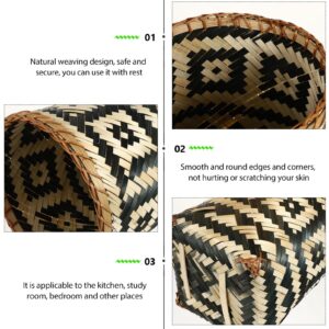 Bamboo Trash Can Round Rubbish Basket Mini Trash Bin Flower Plant Basket Woven Waste Basket Round Laundry Basket Wove Storage Basket Small Bamboo Weaving Vintage Cup Holder Office