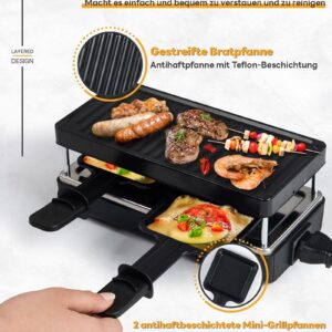 Saenchue 2-Person Raclette Table Grill - Indoor Non-stick Electric Grill Griddle - Series Connection Contact Grill up to 4 Grills, 2 Paddles Included, 2 Packs, BC-02