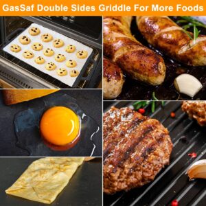 GasSaf Cast Iron Double Sided Griddle Stove Top Indoor Cooking, Reversible Grill Pan for Gas Grill Top Outdoor Camping, 13 x 8.25 Stovetop Griddle Pan, Double Burner Gas Stove Grill Flat Griddle Pan