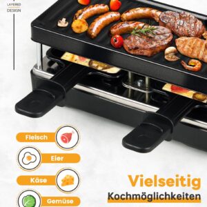 Saenchue 2-Person Raclette Table Grill - Indoor Non-stick Electric Grill Griddle - Series Connection Contact Grill up to 4 Grills, 2 Paddles Included, 2 Packs, BC-02