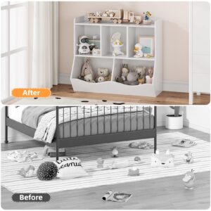 GAOMON Toy Bookshelf and Bookcase for Boys and Girls, Multi Shelf with Cubby Organizer Cabinet for Storage Books and Toys, for Children Bedroom Playroom Hallway Kindergarten School (White)