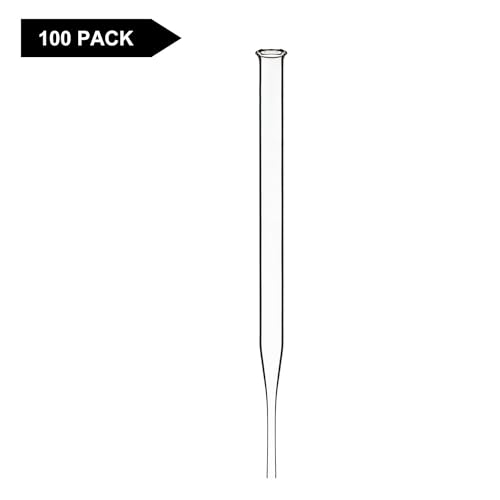 StonyLab Glass Dropper Pipettes, Thick Borosilicate Glass Dropping Pipettes 1ml Non-Graduated Liquid Transfer Pipettes for Laboratory Chemistry, Set of 100