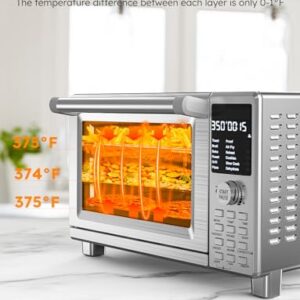 Nuwave Bravo XL Pro Air Fryer Toaster Oven, Improved 100% Super Convection, Quicker & Crispier Results, 100 Presets, Multi-Layer Even Cooking, 50-500F, Smart Probe, PFAS Free, 30QT, Stainless Steel