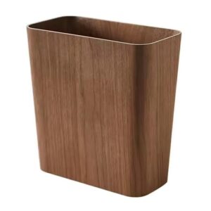 purelite modern wood trash can for bathroom, bedroom, dorm and laundry room | small office waste basket for desk | narrow and slim garbage bin for tight space (dark wood)