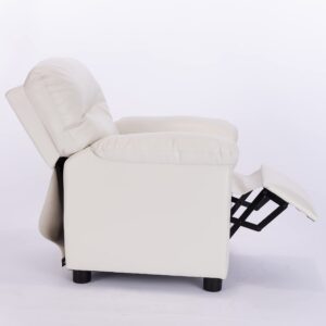 Q-Max Modern Sofa Chair with Pillow Top Armrest and Footrest, White Finish Children Recliner