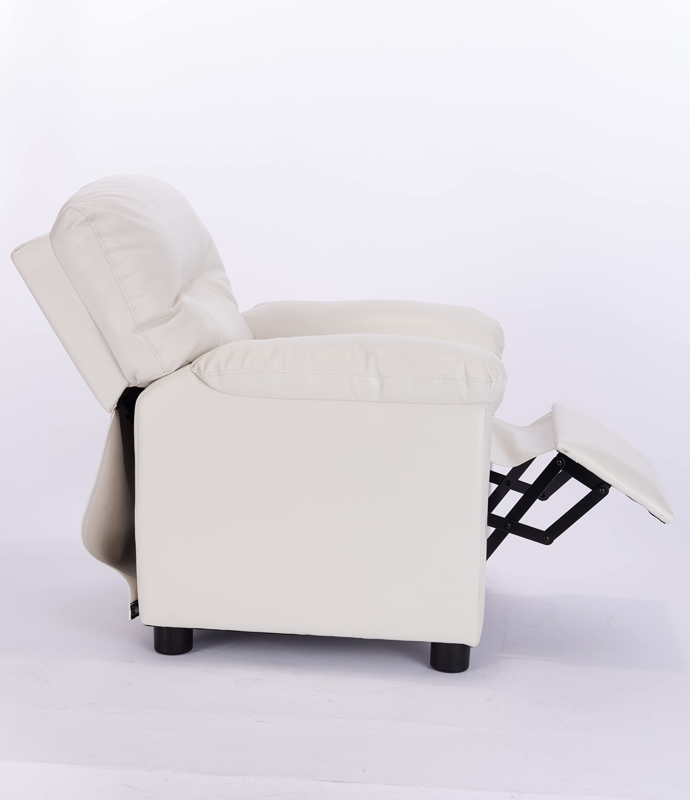 Q-Max Modern Sofa Chair with Pillow Top Armrest and Footrest, White Finish Children Recliner