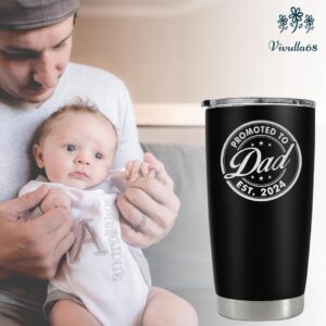 Christmas Gifts For New Dad 2024 Tumbler 20 Oz, Dad Est 2024 Mug, Dad Established 2024 Coffee Cup, 1st Time Fathers Day And Christmas Gifts, Daddy To Be Gift Ideas, Promoted To First Time Dad Cup