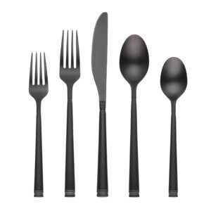 cambridge black emmy satin piece flatware set, 20 count