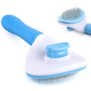 cat brush self cleaning slicker brush with release button, dog shedding brush for grooming, cat comb pet massage tool suitable for long or short pet hair cleaner, removes tangles & loose fur