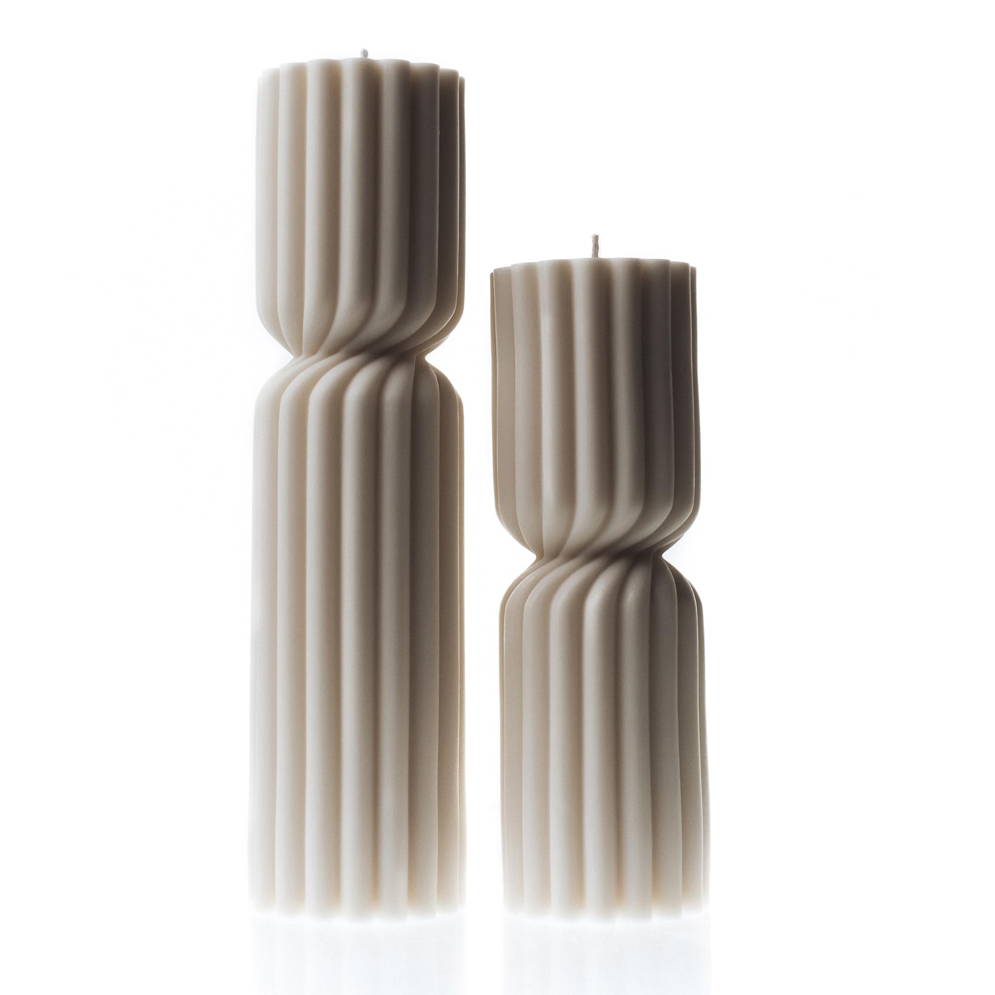 LAWA Spiral Spire Candle - Large Beautiful Handmade Pillar Scented Soy Wax Candle Elegant Bubble Aesthetic Candle Housewarming Gift Home Room Shelf Decor Idea White (Set of 2, White)…