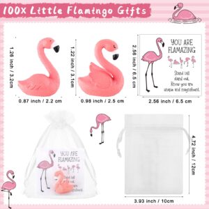 Poen 300 Pcs Employee Appreciation Gifts Flamingo Party Favors Inspirational Gift Include 100 Mini Flamingos Figurine 100 Motivation Cards 100 Organza Bags for Coworker Staff Christmas Thanksgiving