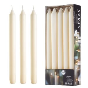 9.5 inch ivory taper candles - set of 10 cream candlesticks - dripless ivory candlesticks for dinner table, home decoration, holidays - cream candle sticks with 8 hour burn time