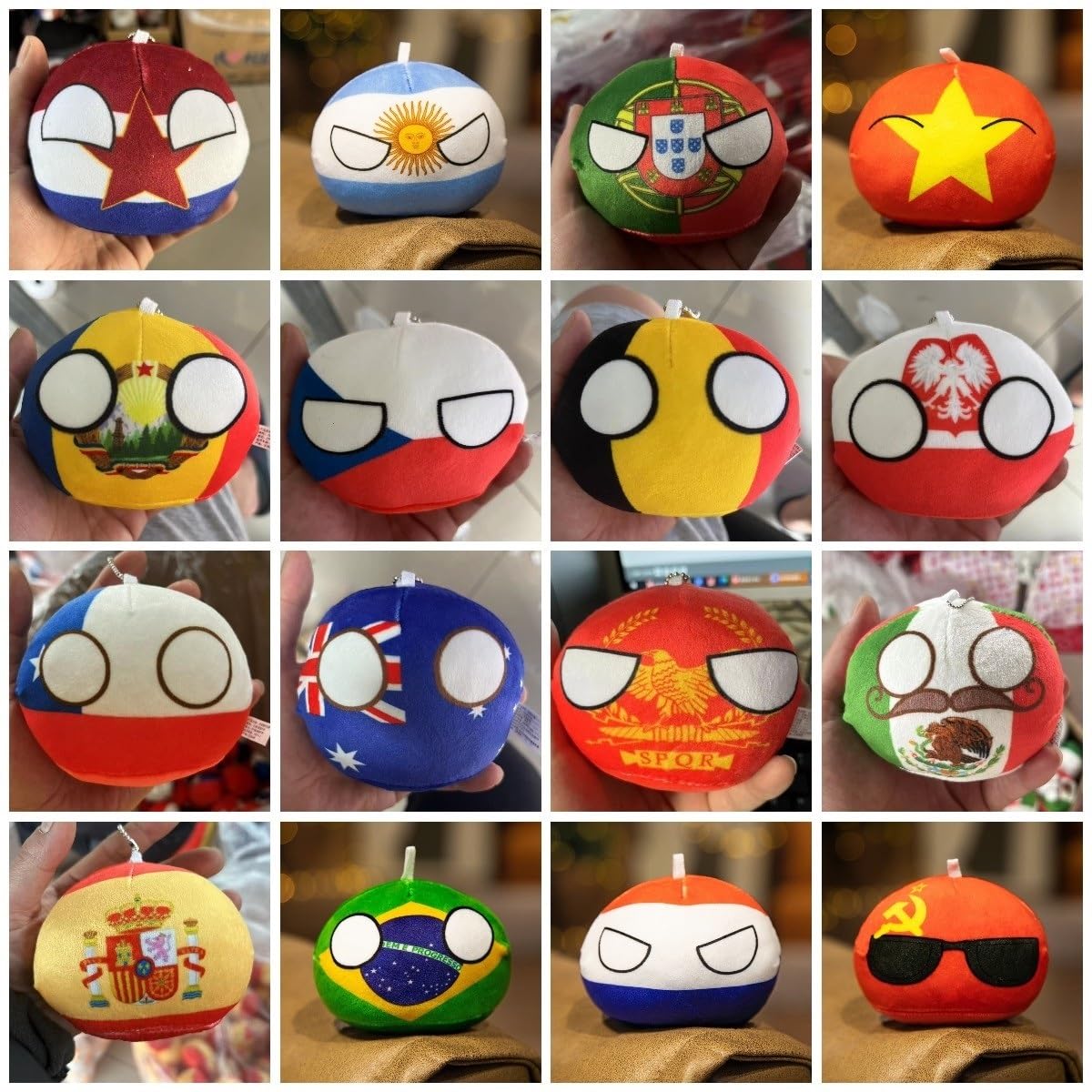 GANGKJDS Polandball Countryballs Plush Doll Ukraine Spain Hungary Portugal Romania Greece Austria Mexico Poland Ball (Spain B,3.8 inch)