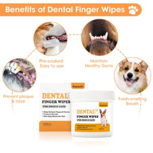 Kopmath Dog Dental Wipes, Dog Teeth Cleaning Finger Wipes, Reduce Plaque & Tartar, Freshen Breath, Safe Natural Pet Dental Care Finger Wipes for Dog & Cat, Portable & Disposable Dog Tooth Wipes, 50 Ct