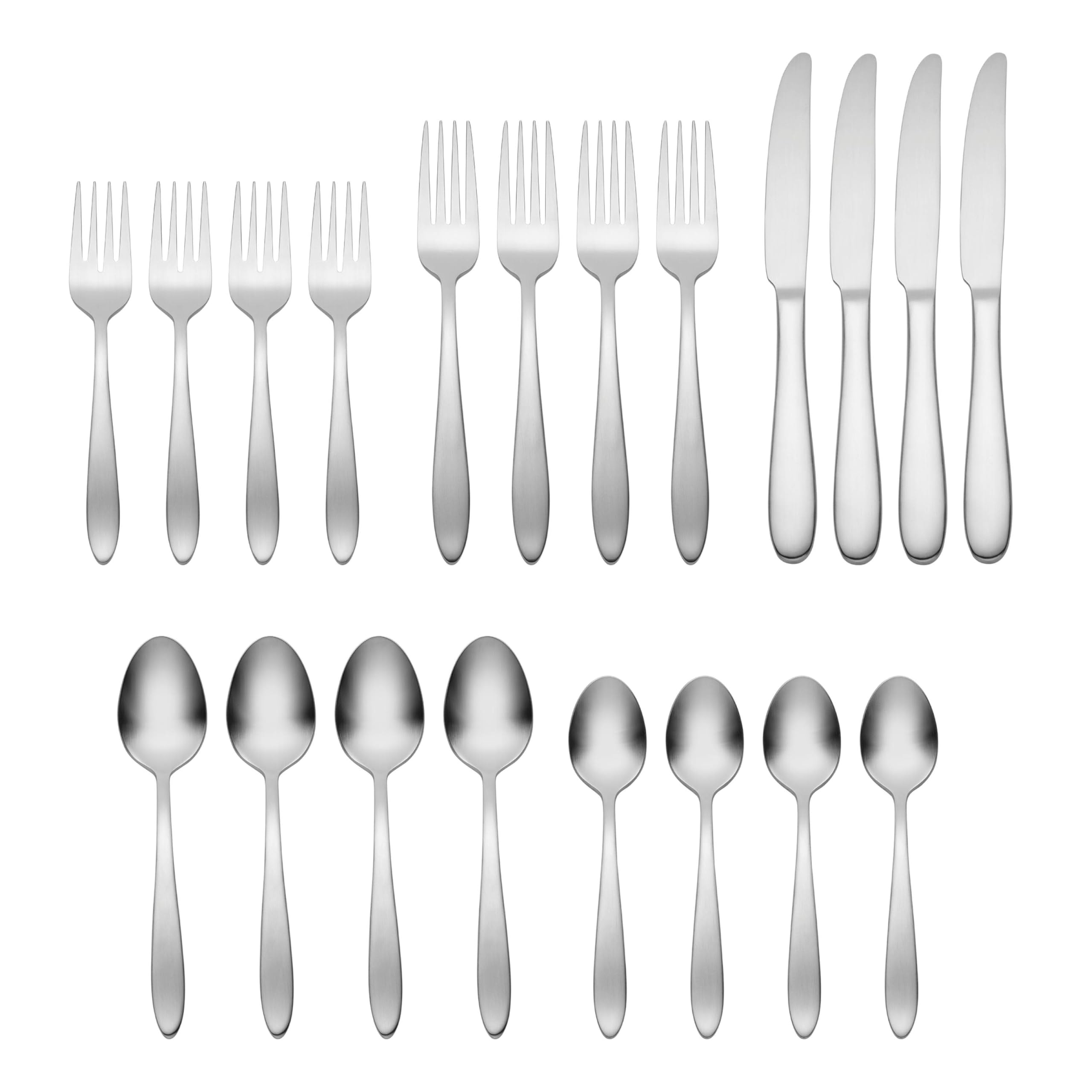 Oneida Mooncrest Satin Piece Everyday Flatware Set, 20 Count, Metallic