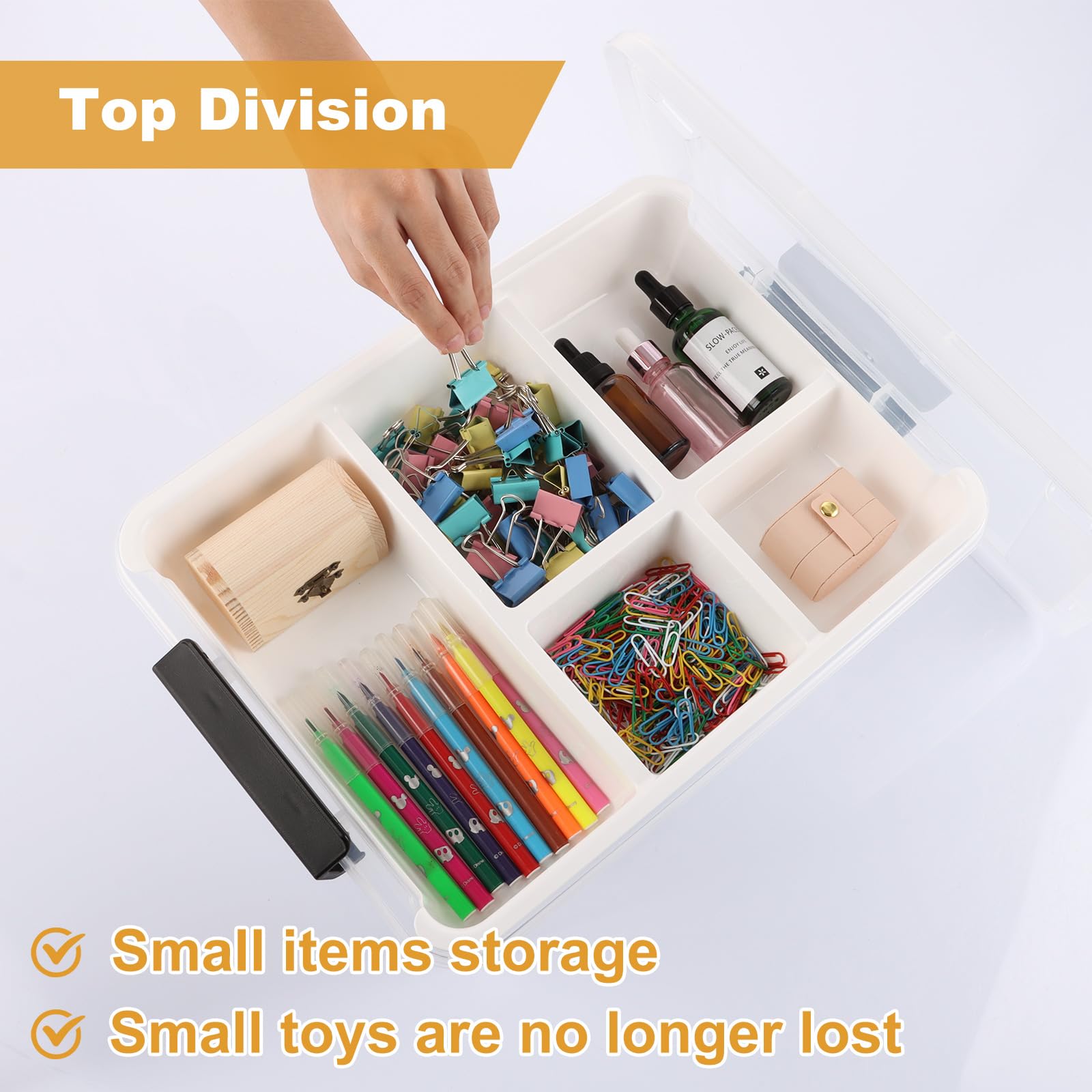 CYEAH 17 QT Plastic Storage Box with Removable Tray, Craft Organizers and Storage Clear Storage Container, Art Supply Storage Bins with Lids for Organizing Building Bricks Toys Bead Tool Sewing