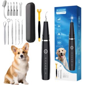 dog plaque remover for teeth,5 modes pet ultrasonic tooth cleaner, dog tooth tartar remover, teeth cleaning kit for dental care, teeth cleaner with led light, finger toothbrush for dogs and cats