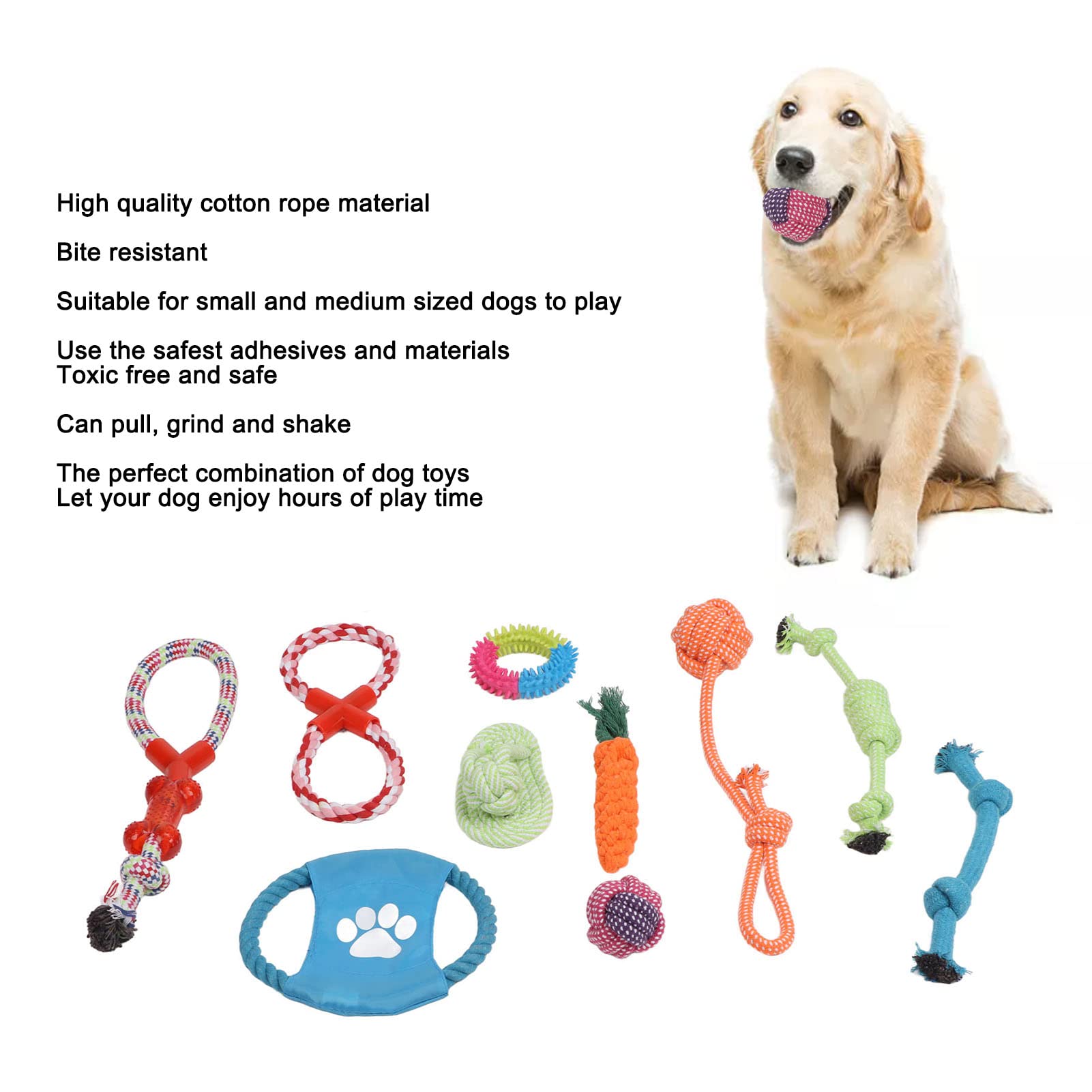 10pcs Pet Cotton Rope Toy Dental Dog Rope Toys Colorful Dog Chew Rope Toys Cotton Rope Dog Toy Puppy Chew Toys Interactive Puppy Chewing Molar Toy for Medium Large Dog