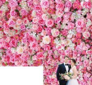 pink floral backdrop flower wall photography background valentine's day decorations for bridal shower wedding baby shower birthday cake table supplies banner (7x5ft(82x59inch))