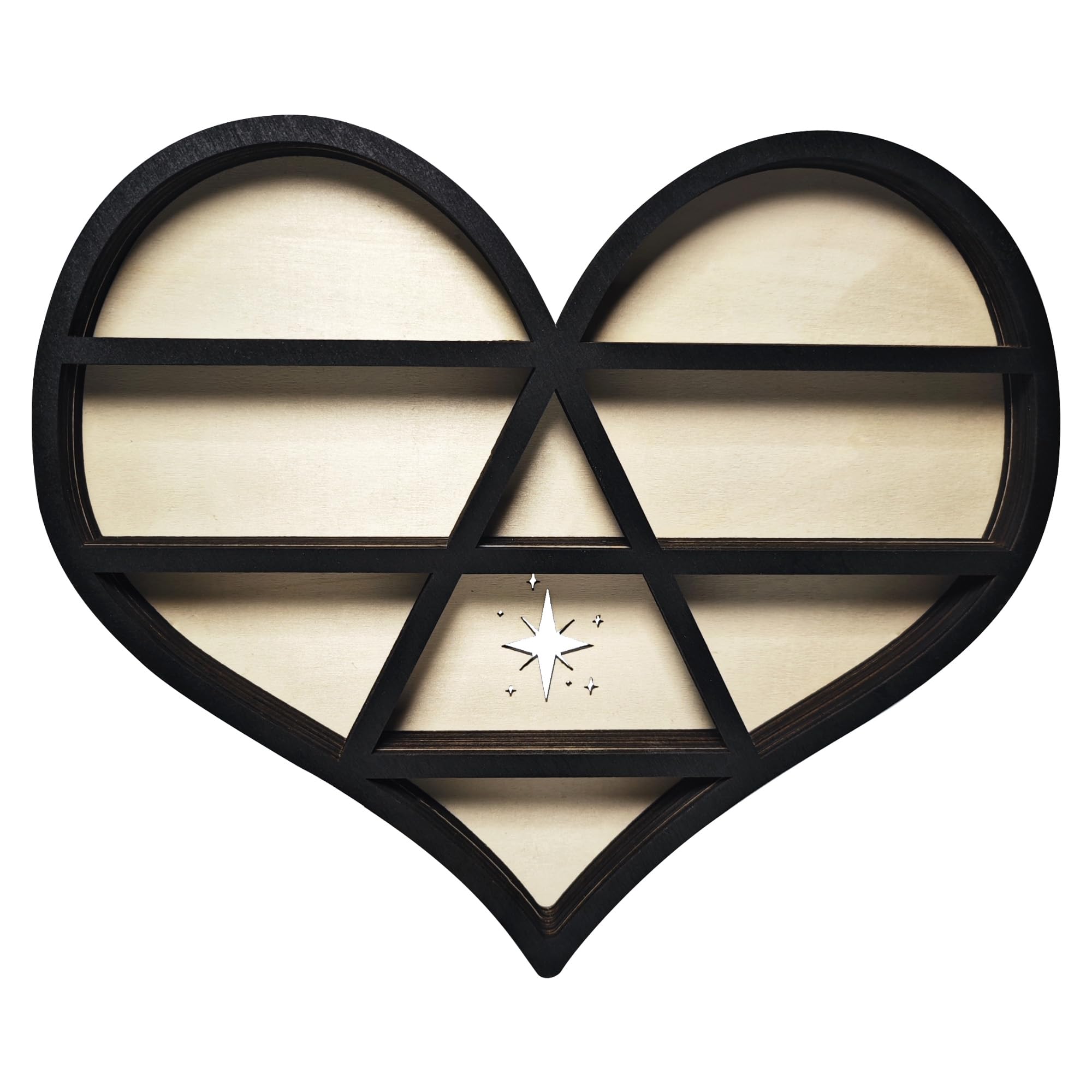 FNYDOX Wooden Heart Shape Crystal Display Shelf, Rock Holder Witchy Home Decor Gem Storage Wall Art Boho Organizer Gothic Wood Hanging Floating Shelf, Mothers Day Birthday Valentines Day Gift