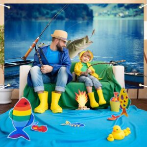 Avezano Gone Fishing Banner Backdrop O Fish Ally Retired Party Decorations Fishing Theme Birthday Baby Shower Party Supplies Fisherman Tournament Decor Photobooth Props (Style 1, 71x43inch)